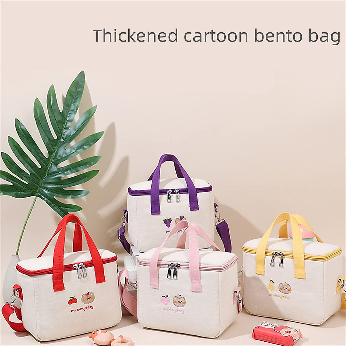 JIJKss Cartoon Bear Warming Mummy Bag?Large capacity cute lunch box,Multifunctional outgoing storage Bag (Pink)