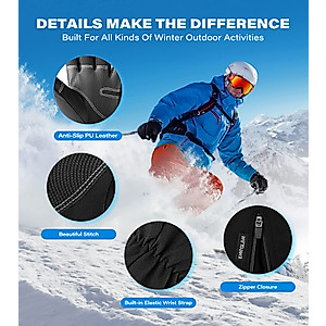 EMITGLAM Winter Gloves Men & Women Made with 3M Premium Insulation, Waterproof Snow Ski Gloves with 10 Touchscreen Fingers & 5-Layer Fabric, Windproof Thermal Warm Gloves for Cold Weather