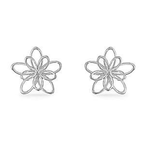 Boma Jewelry Sterling Silver Wire Flower Stud Earrings