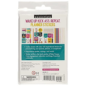 Essentials Planner Stickers -- Wake Up Kick Ass Repeat (Set of 150 Stickers)