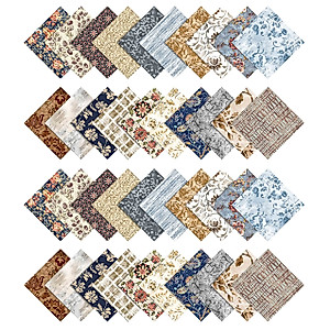 Soimoi Precut 10-inch Floral Floral with Texture Prints Cotton Fabric Bundle Quilting Squares Charm Pack DIY Patchwork Sewing Craft- Multicolor