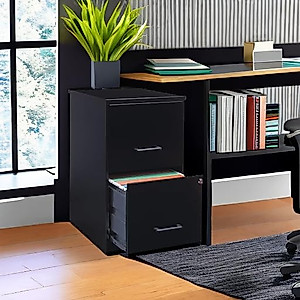 Lorell 14341 18 Deep 2-Drawer File Cabinet, Black