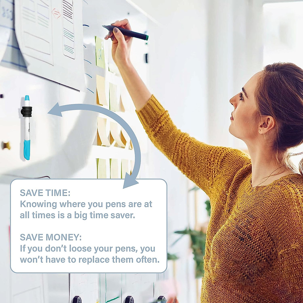 Stick-O Pen Magnetic Pen Pencil Holder - Holds Most pens, Pencils, and Thin Markers. Ideal for Fridges, Task Boards, Workshops, Classrooms, Offices, and Kitchens. (Three Pack)