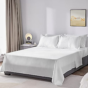 CozyLux King Comforter Set with Sheets White Seersucker Bed in a Bag 7-Pieces All Season Bedding Sets with Comforter, Pillow Sham, Flat Sheet, Fitted Sheet, Pillowcase