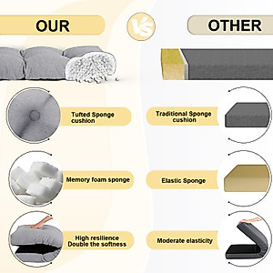 ROFIEJOX Bench Cushion 36 Inch - Polyester Brushed, High-Density Foam, Non-Slip Bottom, Soft Durable Indoor Tufted Long Seat Cushion for Window Garden Furniture (Grey, 36x14x4 Inch)