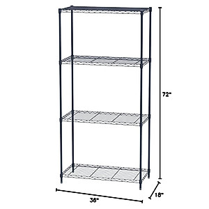 Safco Products 5276BL Commercial Wire Shelving 36" W x 18" D Basic Unit (Extra Shelves 5243BL Sold Separately), Black