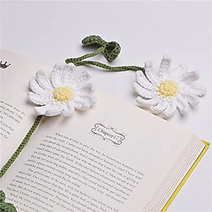 2Sets Daisy Bookmarks Handmade Knitted Gifts for Readers Book Lovers Writers, Curtain tiebacks holdbacks,Car Ornaments