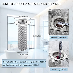 MSUIINT 4PC Kitchen Sink Strainer Stainless Steel, Sink Drain Strainer Bathroom Sink Strainer Drain Strainer Hair Catcher for Kitchen, Sink Traps Laundry Sink Drain Basket Filter for Home