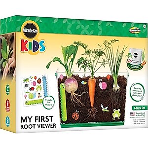Miracle GRO My First Root Viewer- Decorate & Plant Your Own Garden - Stem Kit for Kids - Soil & Vegetable Seeds Included - Science Educational Teens Kids Gardening Set Age 6+, Multicolor