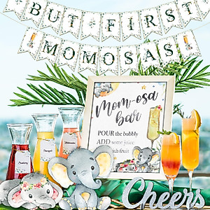 Elegant Mimosa Bubbly Bar Kit - Black and White Champagne Brunch Decorations for Birthday Galentine's Day Bridal Brunch Baby Shower Supplies Red Wine Women Adult Games, Silver Bubble Banner Sign (Red)