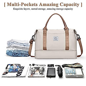 Travel Duffel Bag with Shoes Compartment, Weekender Overnight Bag for Women,Carry on Personal Item Bag,Gym Bag