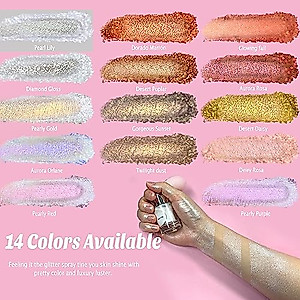 BOKO Highlighter Powder Spray, Cosmetic Grade Body Shimmer Spray High Gloss Diamond Highlight Glitter Magic Powder Makeup Sparkle Glitter Hairspray Rave Accessories for Women Face Paint Hair Clothes