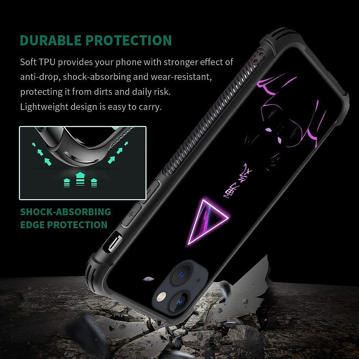 Goodsprout iPhone 13 Pro Max Case - Anime Courage Logo Design, Shockproof, Non-Slip, Wireless Charging Compatible