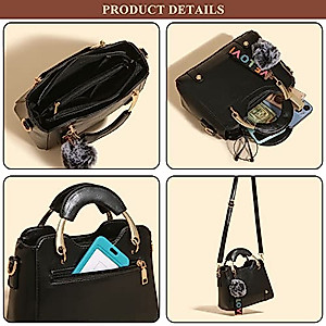 Fashion Purses and Handbags for Women, Ladies PU Leather Top-Handle Satchel Shoulder Bags Small Totes Crossbody Bag (Brown)