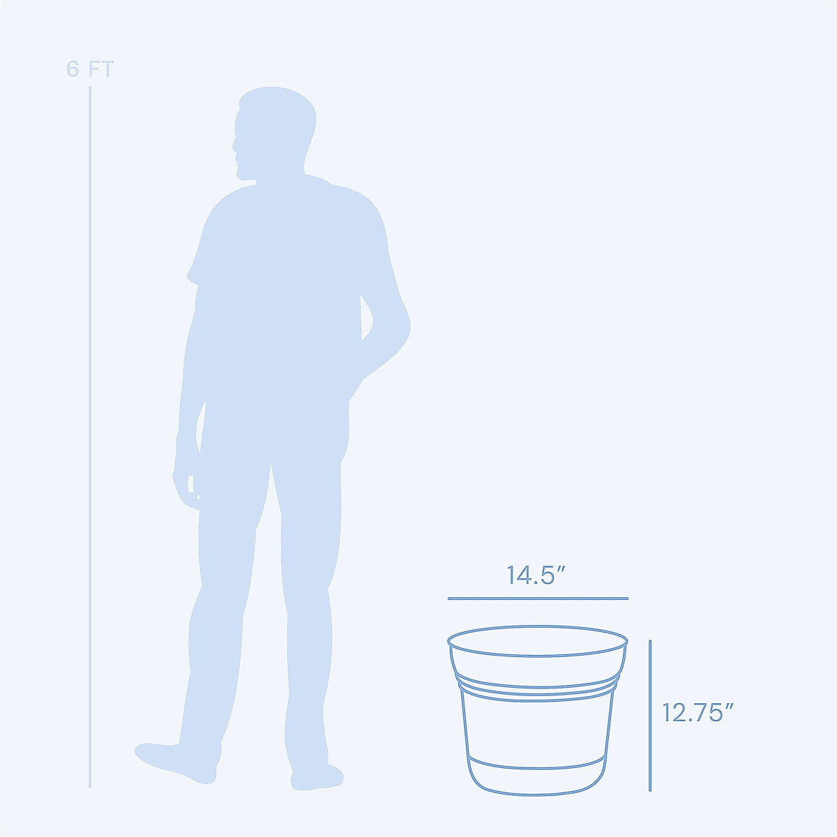 Bloem Saturn Round Planter with Saucer Tray: 14" - Earthy Yellow - Durable Plastic Pot, Matte Finish, Removable Saucer, for Indoor & Outdoor Use, Gardening, 5 Gallon Capacity