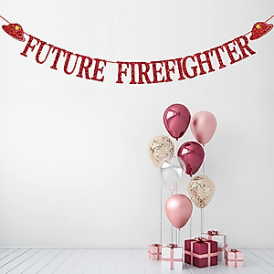 Red Glitter Future Firefighter Banner, Firefighter Graduation Decorations, Congrats Firefighter, Fire Academy Graduation Party Spplies