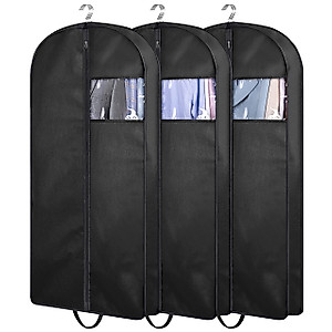 KIMBORA 43" Suit Bags for Closet Storage and Travel, Gusseted Hanging Garment Bags for Men Suit Cover With Handles for Clothes, Coats, Jackets, Shirts（3 Packs）