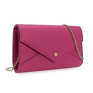 IXEBELLA Classic PU Clutch Purse for Women Dressy Party Clutch for Cocktail/Prom/Wedding (Hot Pink)