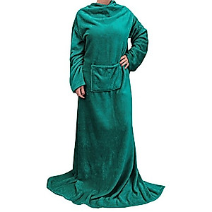 Catalonia Wearable Blanket with Sleeves and Pocket, Cozy Soft Fleece Mink Micro Plush Wrap Throws Blanket Robe for Women and Men, Gift for Her