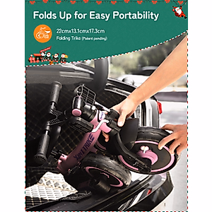 besrey Toddler Bike with Parent Steering Push Handle for 1-3 Years Old Girls and Boys, Foldable Kids Push Trike, Toddler Tricycle with Removable Pedals, Height Adjustable Seat