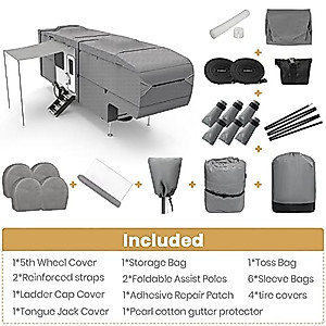 Leader Accessories 5th Wheel Cover RV Cover (26'-29', Grey/Easy Setup W Tire Covers)