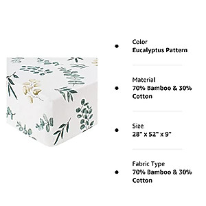 LifeTree Crib Sheets for Baby Boys Girls - Muslin Fitted Crib Sheets Neutral Toddler Bed Sheet Fits Standard Crib and Toddler Mattresses, Soft Bamboo Cotton Blend, Eucalyptus Pattern, 28" x 52" x 9"