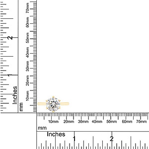 SAVEARTH DIAMONDS Solitaire Style, 2 Carat 8.5MM Round Cut Lab Created Moissanite Diamond Engagement Wedding Promise Ring For Women In 10K Solid Yellow Gold(VVS1 Clarity)-5