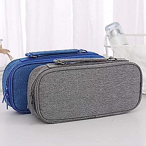 Pencil Case Pen Bag, RUMANLE Pen Bag Big Capacity Canvas Makeup Pouch Bag Case Pencil Holder Practical Students Stationery with Double Zippers Durable for School & Office Supplies - (Empty- Grey)