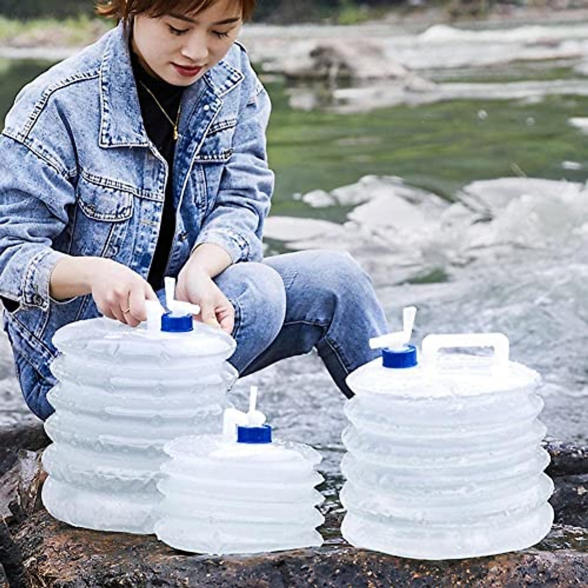 Car Collapsible Bucket Folding Foldable Portable 5L/10L/15L Plastic Water Bucket WithTap for Outdoor Garden Camping Fishing BBQ