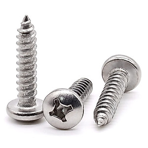Glvaner #14 x 1/2" (50 pcs) Pan Head Self Tapping Screws, 18/8 Stainless Steel 304, Phillips Pan Head Sheet Metal Screws, Pan Head Wood Screws, No.6.3mm Thread Size