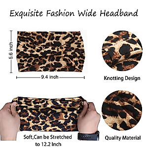 XTREND 4 Packs Wide Headband Fashion Headscarf Bohemian Style Elastic Knotted Non-slip Headband Suitable For Black Women Outdoor Yoga Sports Printed Hair Accessories