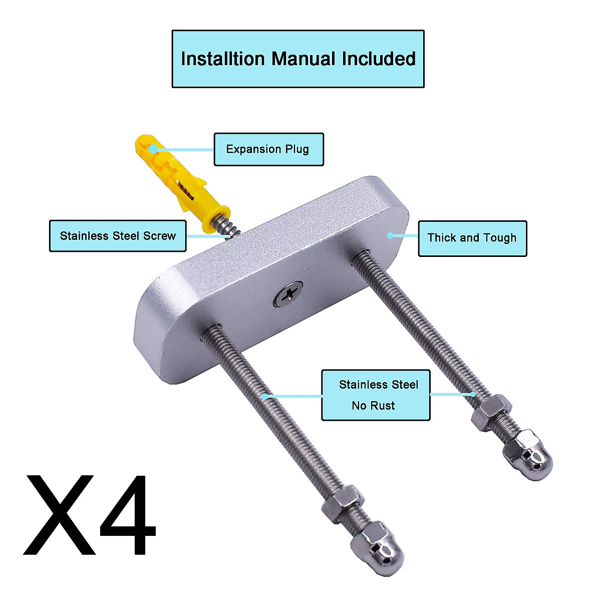 YYST Skateboard Floating Deck Display Skateboard Floating Wall Mount Long Board Wall Hanger- Patent Pending - Type A (4)