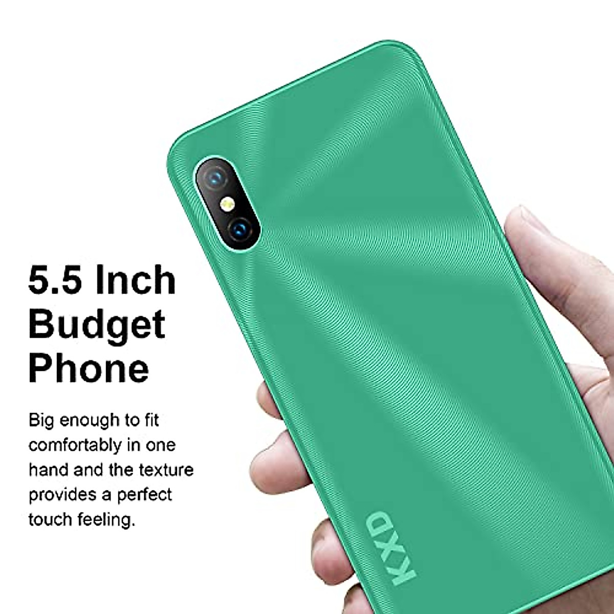KXD 6A Unlocked Cell Phone | 3G Smartphone | 5.5” Full-Screen Display | 2500mAh Battery | 8MP + 5MP Camera | Dual SIM Android Phone | 8GB ROM | US Version | Green