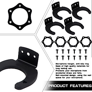 LNQ LUNIQI 4 Sets Microphone Holders Wall- Mounted Microphone Stand Black Wireless Microphone Hanging Microphone Accessories for KTV Home