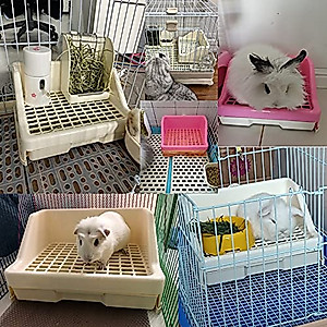 kathson Rabbit Litter Box with Drawer, Small Animal Litter Pet Toilet Potty Trainer Corner Bunny Litter Bedding Box Plastic Pet Pan for Hamster/Guinea Pig/Ferret/Galesaur/Chinchilla (Blue)