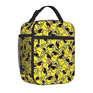 Gbuzozie Funny Rubber Ducks Lunch Bag Insulated Portable Reusable Lunch Box With Zipper For Picnic Work Office Travel School