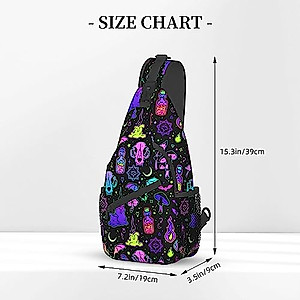 RIMENCH Sling Bag Waterproof Sling Bags Shoulder Backpack With Adjustable Strap For Sport, Travel, Workout Fashion Gothic Magic Witch Witchy Chest Bag