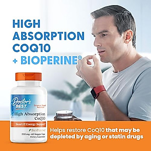 Doctors Best High Absorption CoQ10, Heart & Energy Support*, USP Verified, Naturally Fermented CoQ10, Non-GMO, Gluten Free, Soy Free, Vegan 60 Veggie Caps