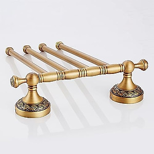 Swivel Towel Rack for Bathroom, Antique Bronze Folding 4 Arms Hand Towel Bars Towel Hanger for Laundry, Wall Mount Storage Space Saving,Pattern Carving Design