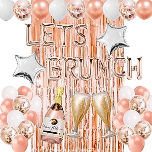 Let's Brunch Party Decorations, Brunch Sign Decor Banner Balloons for Ladies Brunch Girls Brunch, Bachelorette Brunch Birthday Brunch Decorations, Bridal Shower Engagement Wedding Party Decorations