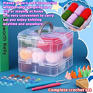 Mayboos Crochet Yarn kit, Yarn for Crocheting, 8 Color 0.88 Oz (25g) Soft Milk Cotton Yarn Skeins Solid Color Knitting Yarn Crocheting with 2 Crochet Hooks Crochet Kit for Beginners Crochet