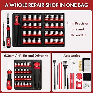 XOOL 200 in 1 Precision Screwdriver Set, Electronics Repair Tool Magnetic Driver Kit with 164 Bits for Phone, MacBook, Computer, Laptop, PC, Tablet, PS4, Xbox, Nintendo, Game Console