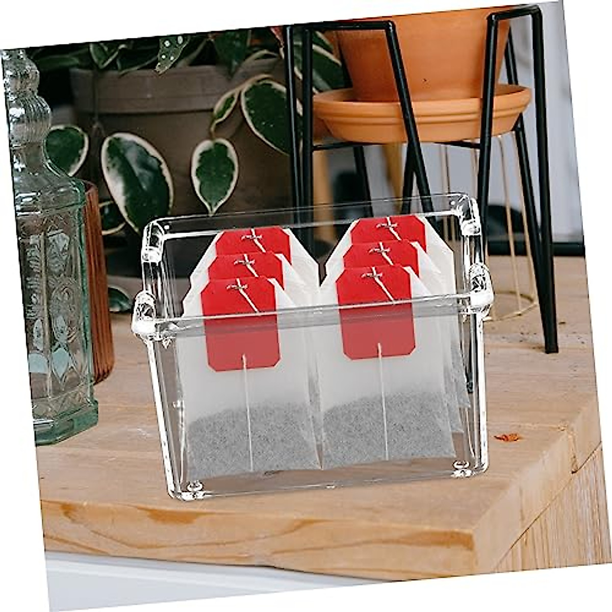 Mikinona Tea Bag Storage Box Coffee Station Holder Kitchen Pantry Organizer Seasoning Bag Box Clear Organizer Box Clear Organizer Bags Teabag Organizer Box Acrylic Coffee Box Tea Bag Holder