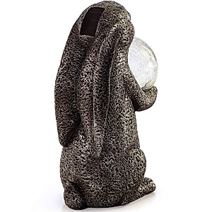 VP Home Mystical Rabbit Solar Powered Outdoor Decor Garden Light with Flickering LED Crackled Glass Globe Great Addition for Your Garden Solar Powered Light Garden Decorations Gifts