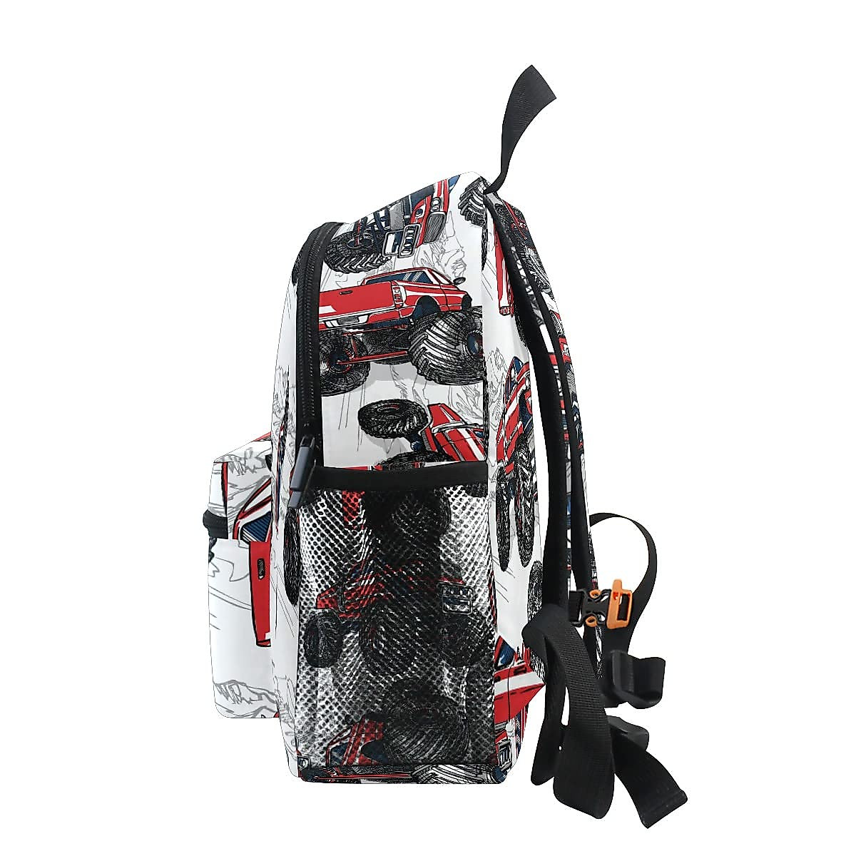 Aflyko Custom Name Kids Backpack Red Bravo Monster Truck Personalized Daycare Bookbag Kindergarten Daypack for Toddler Girls Boys 10" × 4" × 12"