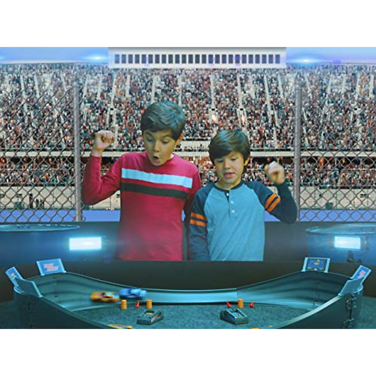 Far Out Toys NASCAR Crash Circuit Short Track Speedway | 2 Electric Powered Cars, 2 Flash Chargers, 6 Driver and Pit Crew Figurines, 3.7 Ft Assembled | Capture The Momentum and Thrill of Nascar