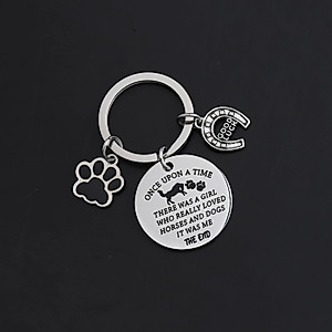 ENSIANTH Dog Lover Keychain Horse Riding Gift for Dog Mom Horse Lover Animal Lover Gift (Horse Dog Lover)