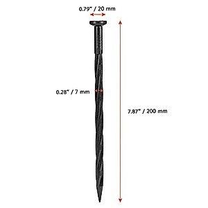 SINJEUN 100 Pack 8 Inch Black Plastic Edging Nail, Spiral Nylon Landscape Anchoring Spikes, Garden Landscape Edging Stakes for Paver Edging, Weed Barrier, Artificial Turf and More