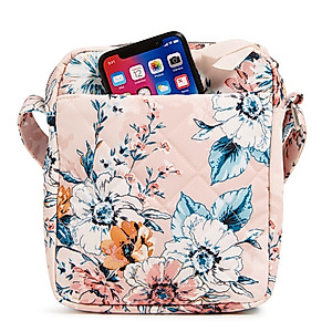 Vera Bradley Women's Performance Twill Small Crossbody Purse, Peach Blossom Bouquet, One Size