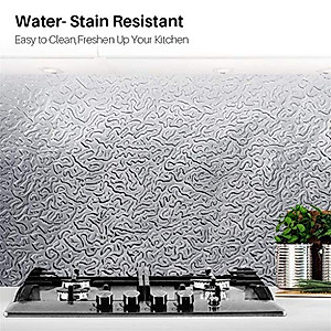 Gneric Kitchen Backsplash Aluminum Foil Wall Paper Oil-Proof Wall Sticker DIY Self-Adhesive for Stove Cabinet Countertop Drawer (40*100cm, 1Pc)